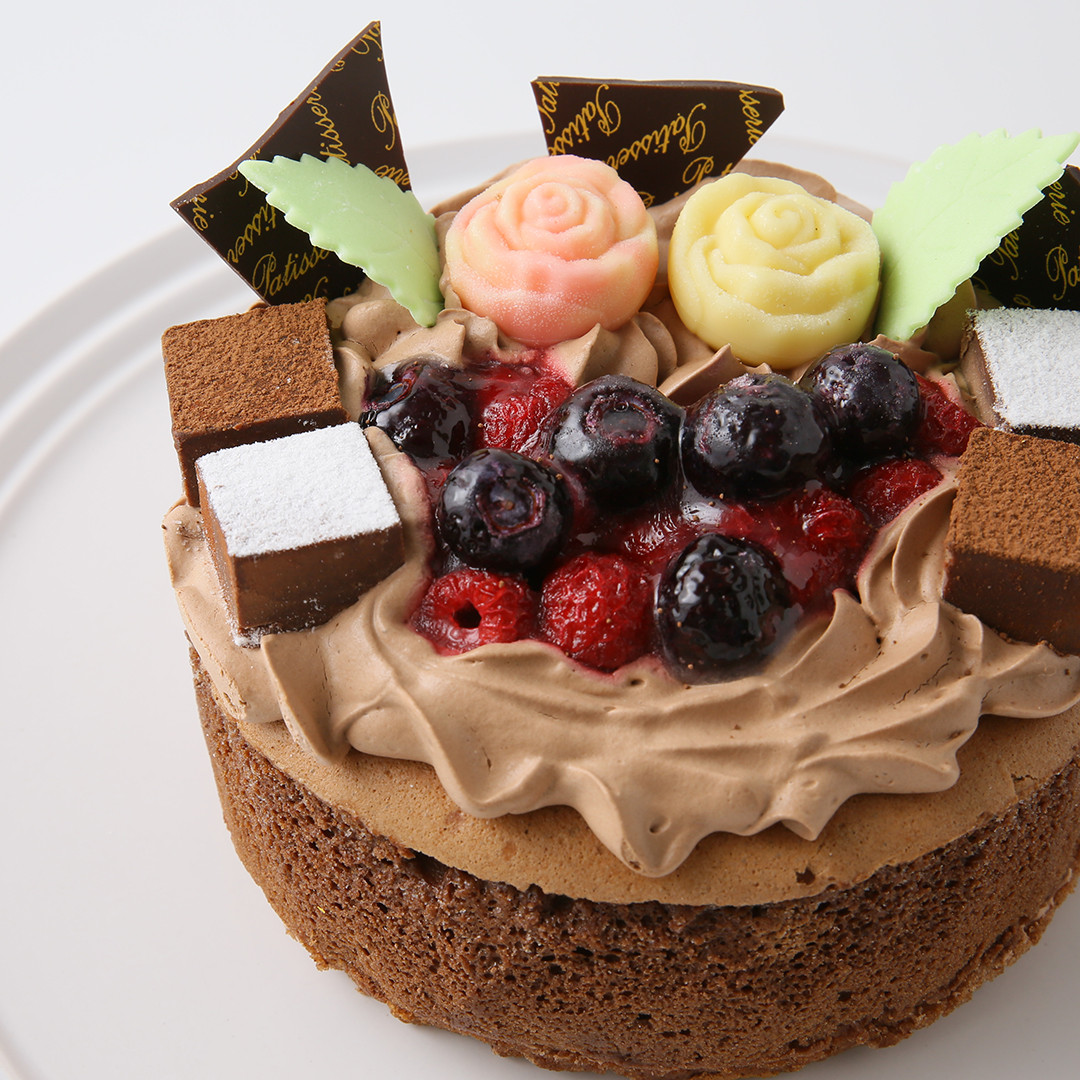 フルーツ飾り魅惑のガトーショコラ 4号 12cm メッセージカードを選べます。（満足するチョコケーキなら 【メルシーノグチ】） | Cake.jp